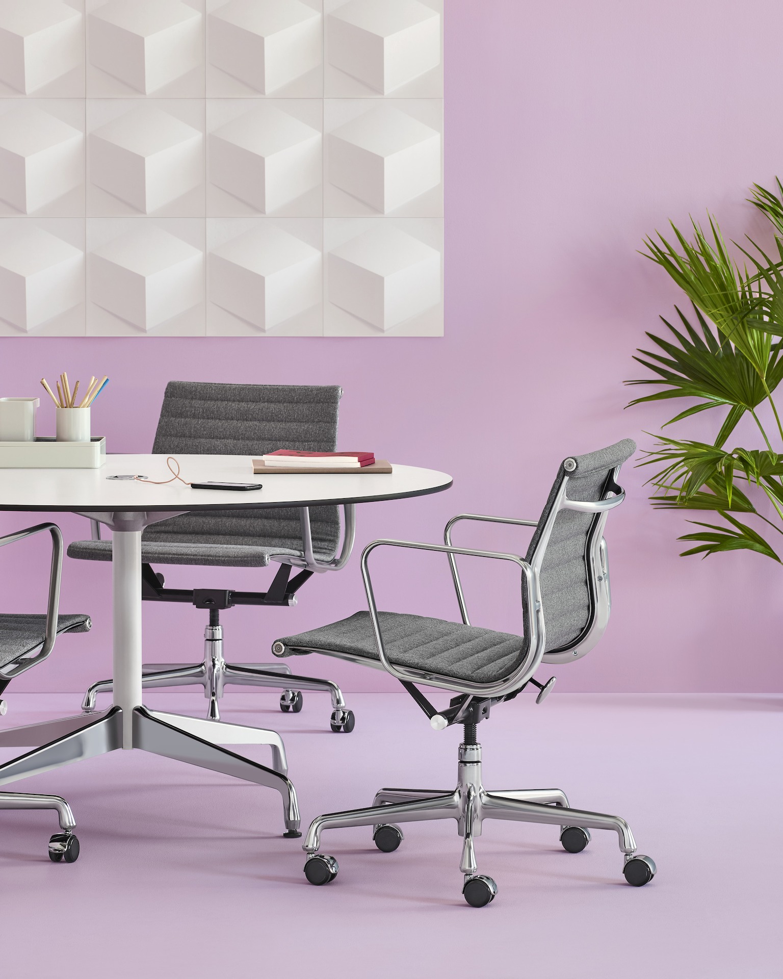 Eames Aluminum Management Chairs with Eames Table - Herman Miller