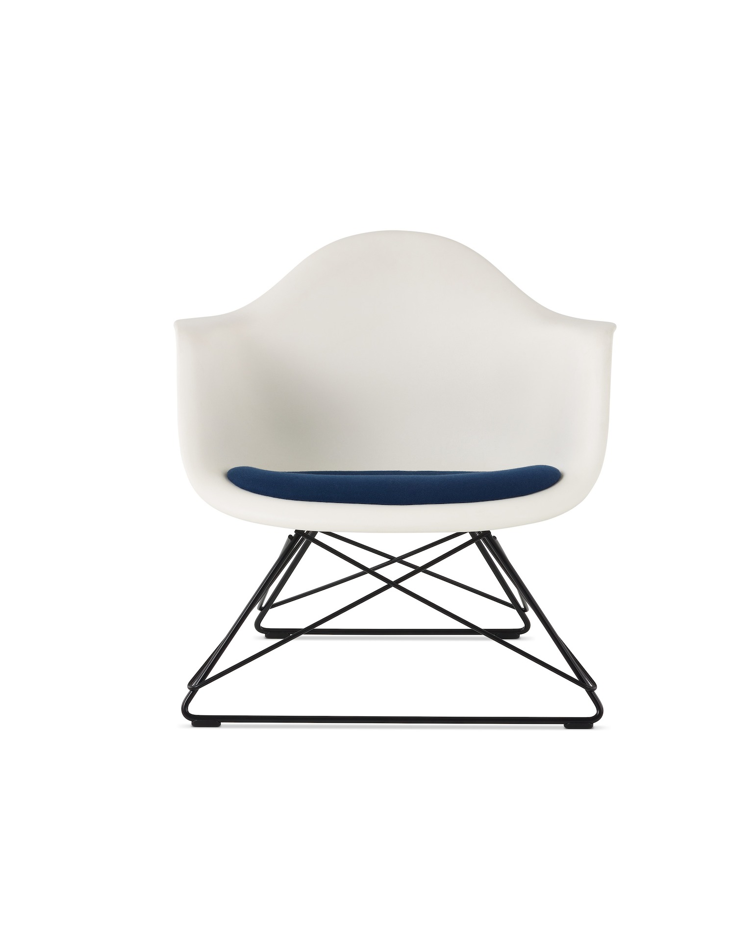 Eames Molded Plastic Armchair with Seat Pad, Low Wire Base - Herman Miller