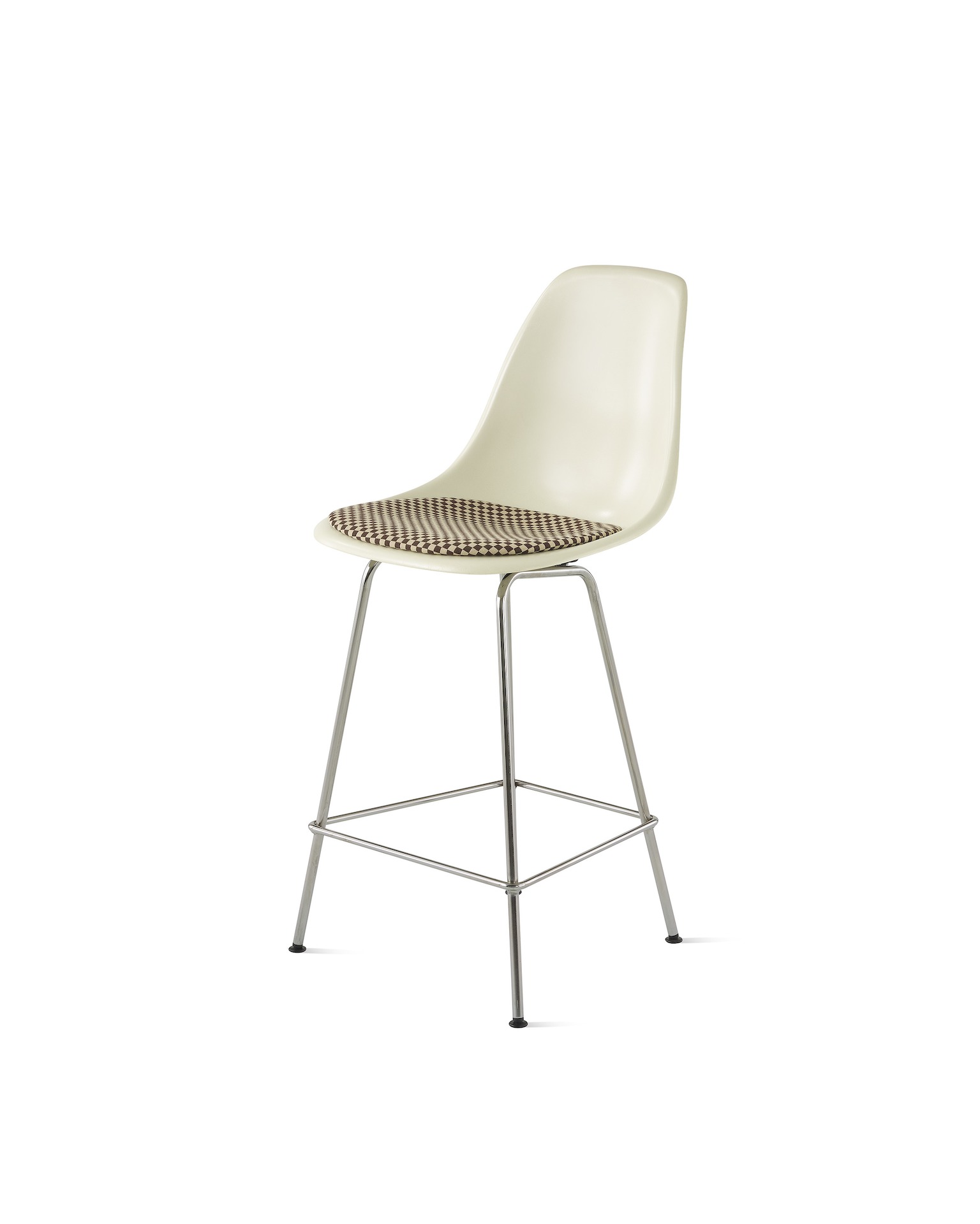 Eames Molded Fiberglass Stool with Upholstered Seat Pad - Herman Miller