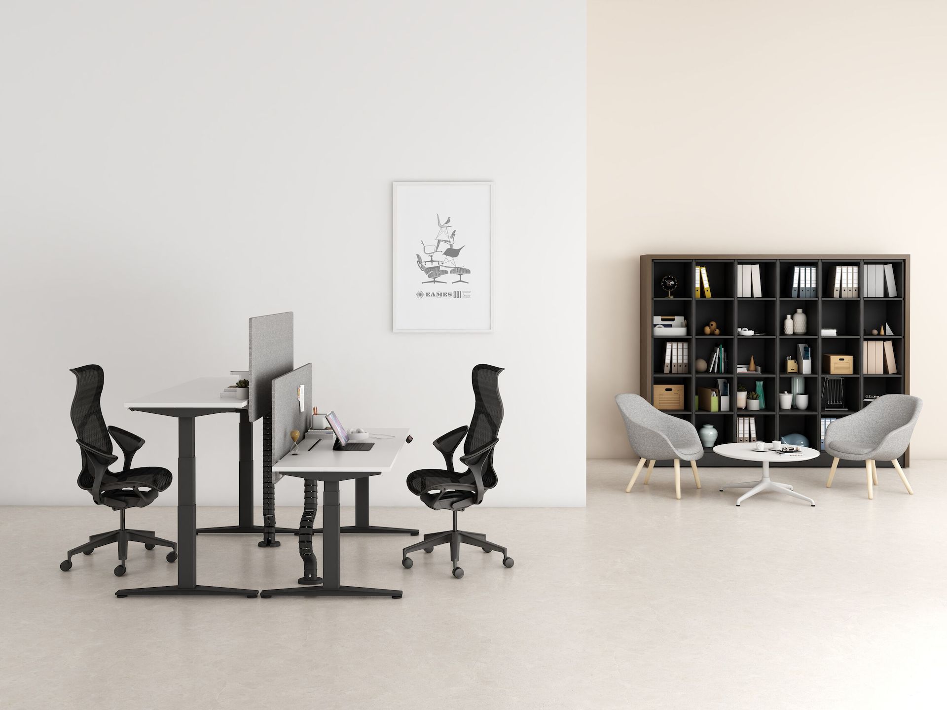 Augment Ratio Height Adjustable Desks, with Cosm Chairs - Herman Miller