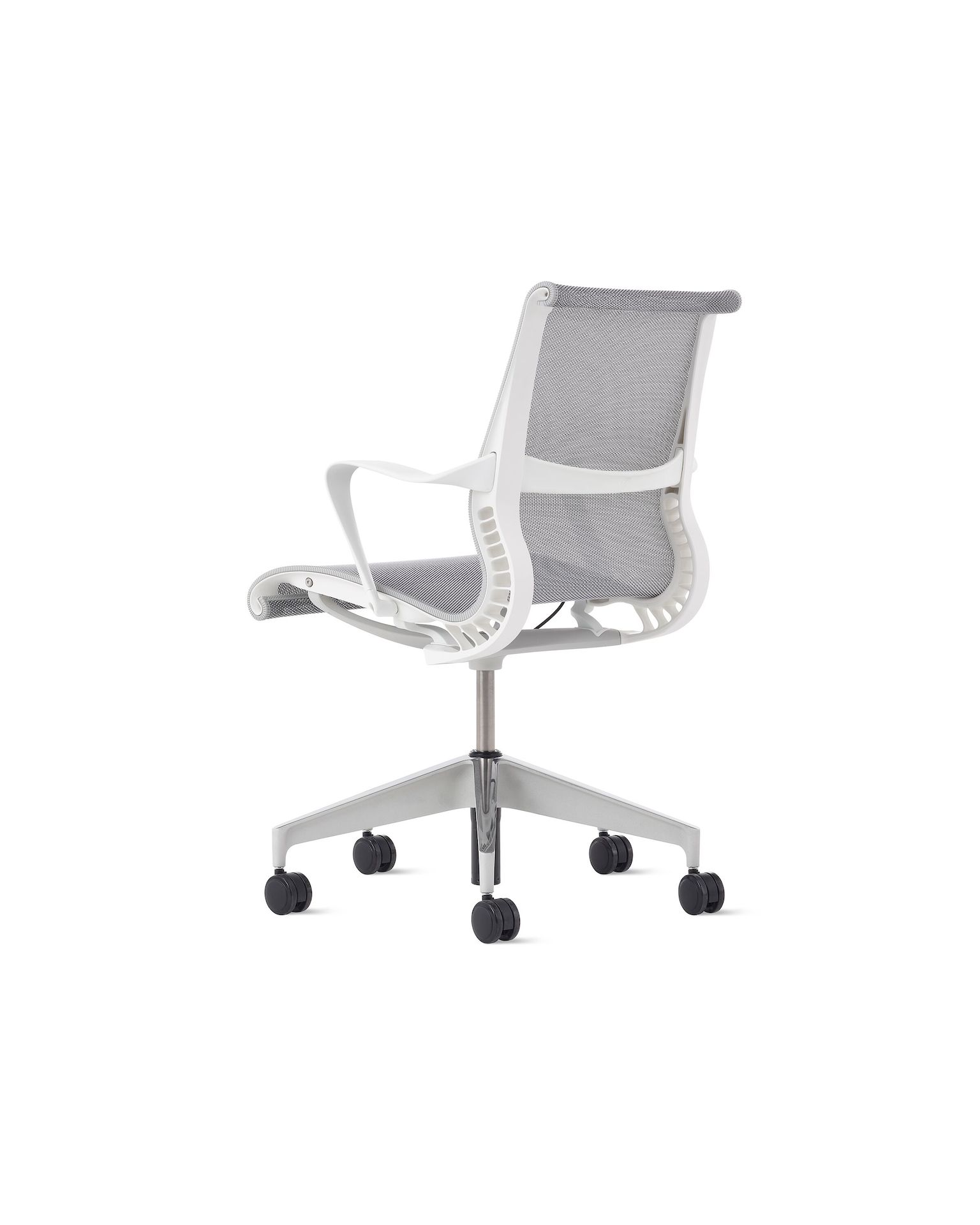 Setu Chair, Studio White Frame, Semi Polished Base, Mineral Suspension - Herman Miller